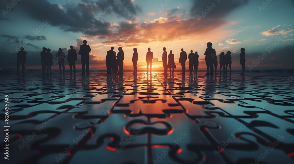 Corporate Sunset: Business Man and Woman Professionals Overlooking City ...