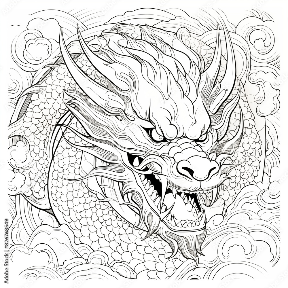 Coloring page dragon Stock Illustration | Adobe Stock