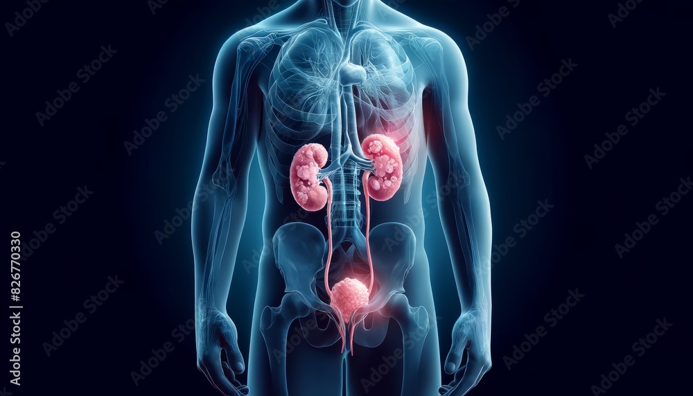 3D Medical Illustration of Kidney Cancer. Detailed 3D medical ...