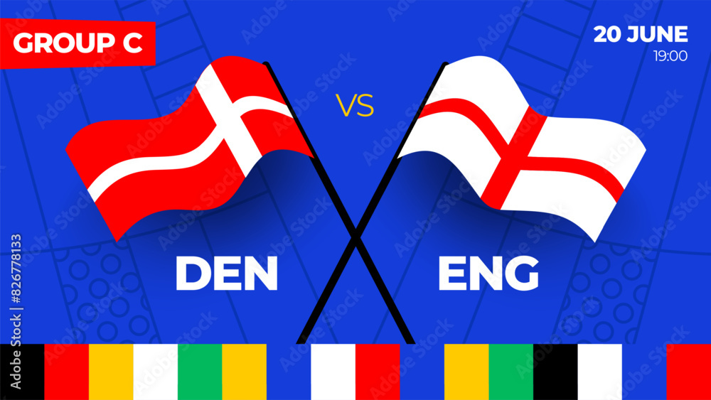 Denmark vs England football 2024 match versus. 2024 group stage ...