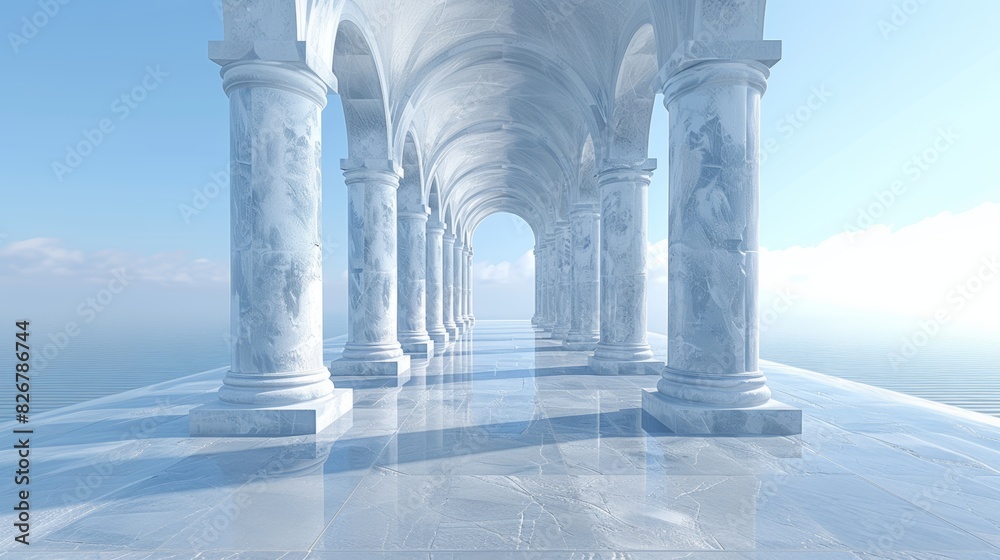 Ancient olympic stadium with columns and arches, evoke the classical ...