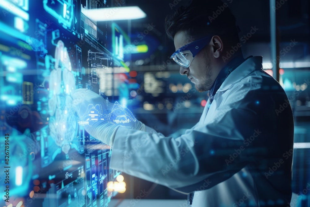 Futuristic Concept: Forensic scientist with crime scene reconstruction ...