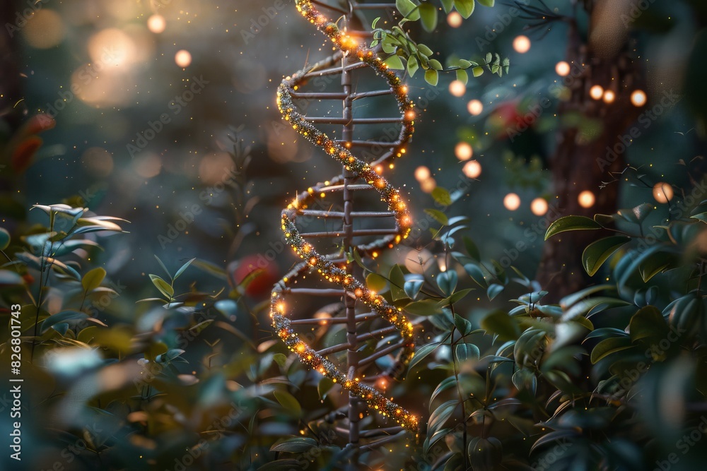 Photo & Art Print Shimmering DNA structure amidst winter foliage ...