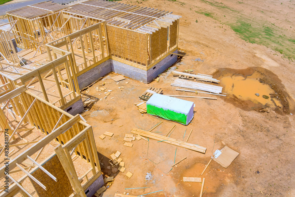 During construction of new residence, unfinished structures are used as ...