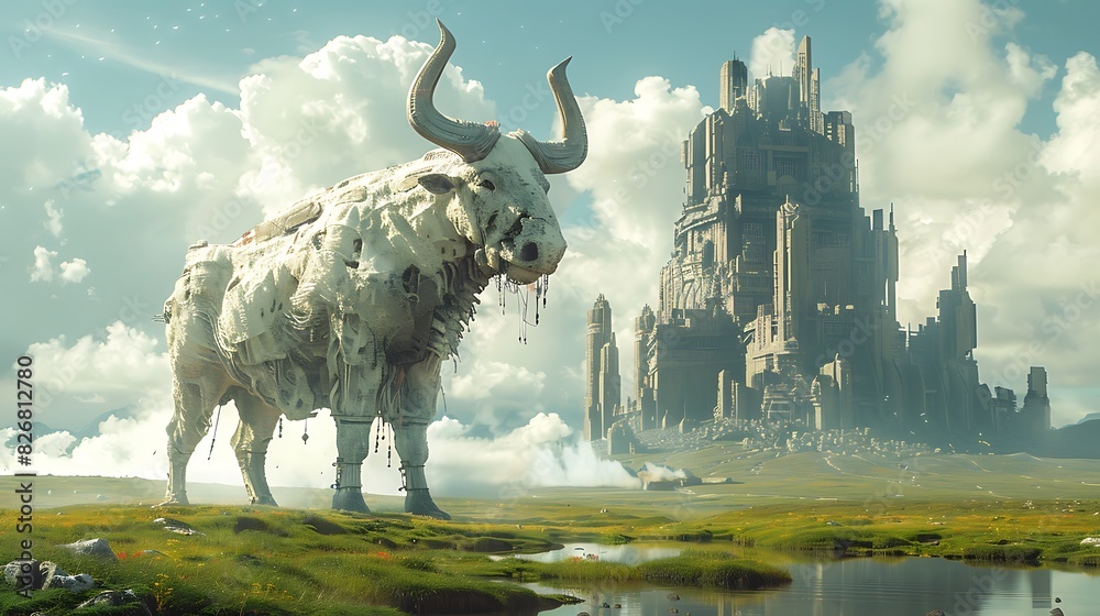 centaurlike alien with advanced kinetic energy weapons on a grassy ...