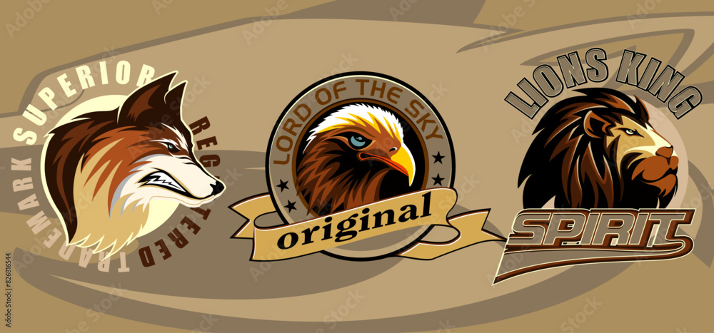mascot esport logo design wolf, eagle, lion, Set of sport logos animal ...