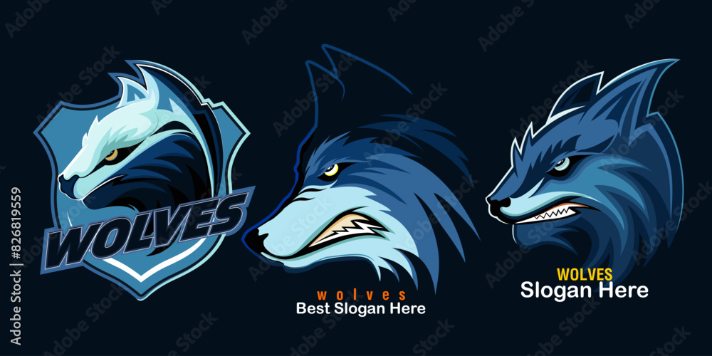 wolves mascot esport logo design, fox head emblem. vector illustration ...