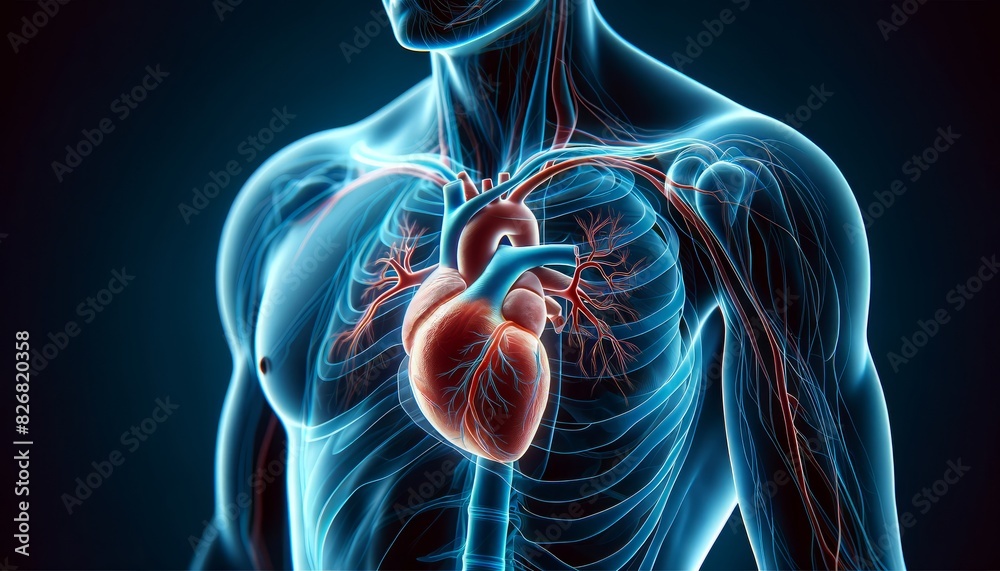 Medical Illustration of Human Body with Heart Disease. Detailed medical ...