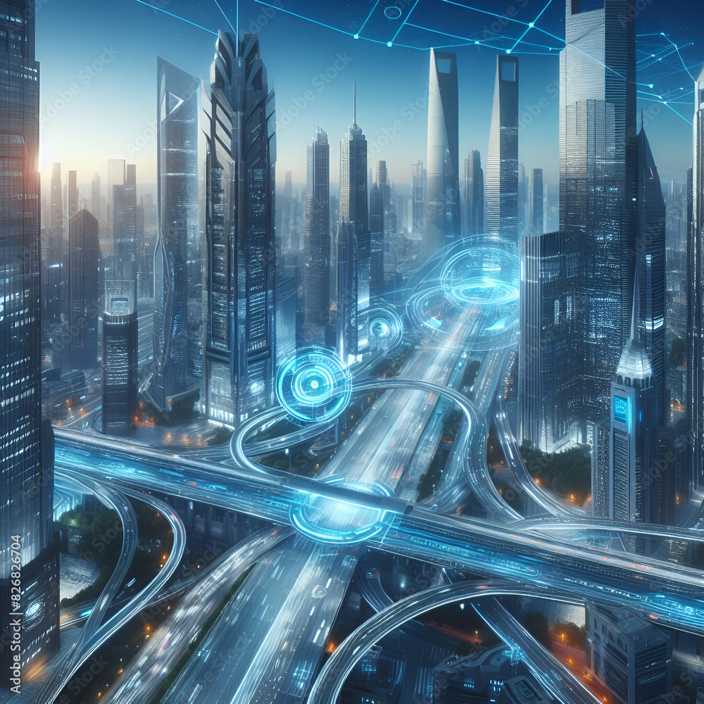 Futuristic High-Tech City with Towering Skyscrapers and Advanced ...