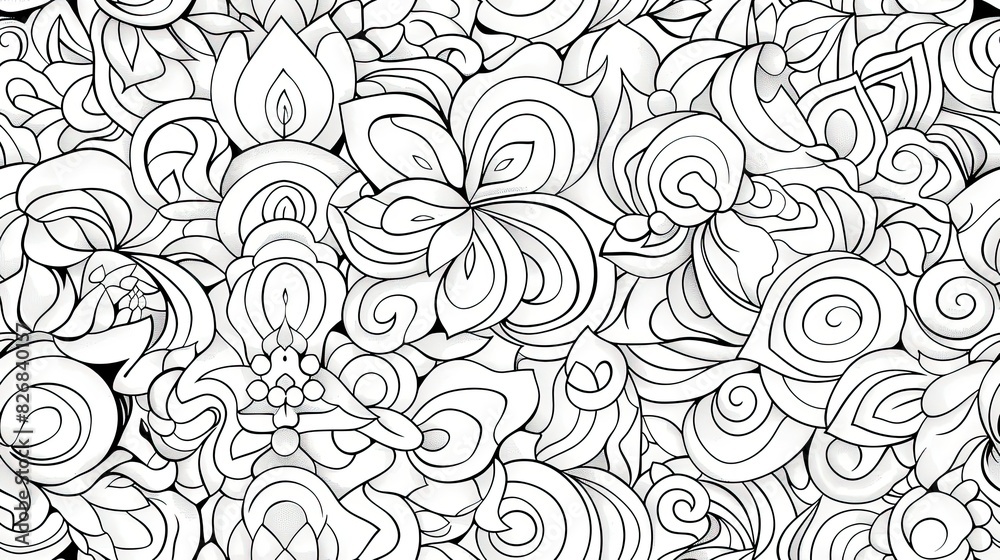 coloring page of maori koru patterns, white background vector ...