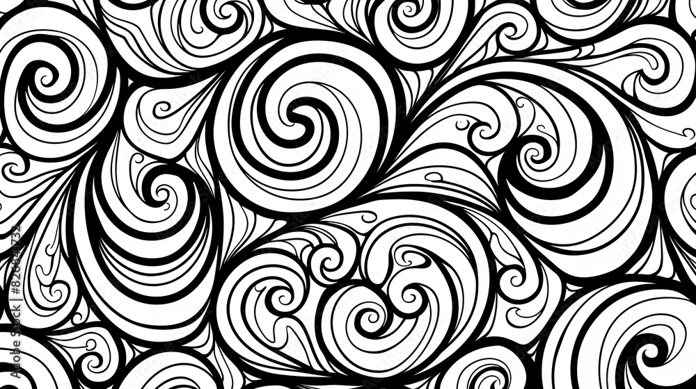 coloring page of maori koru patterns, white background vector ...
