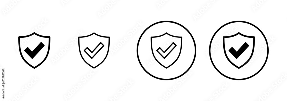 Shield check mark icon vector isolated on white background. Protection ...