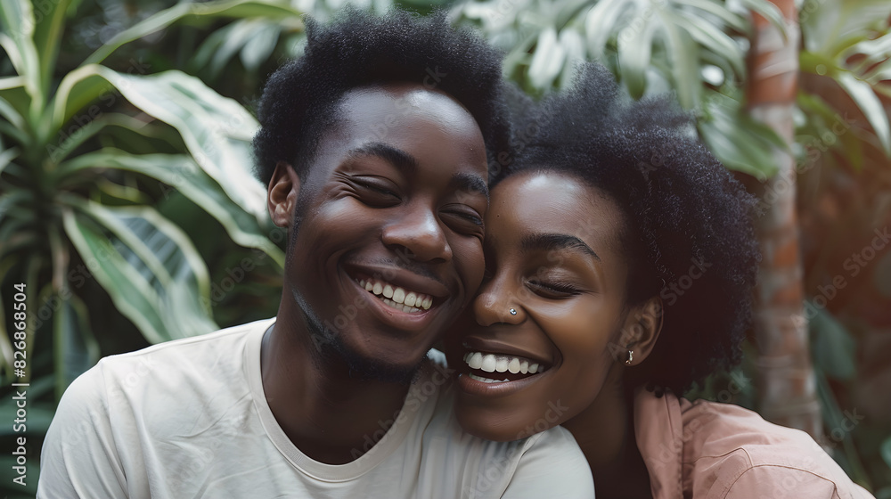 Happy young African American couple celebrating Juneteenth freedom and ...