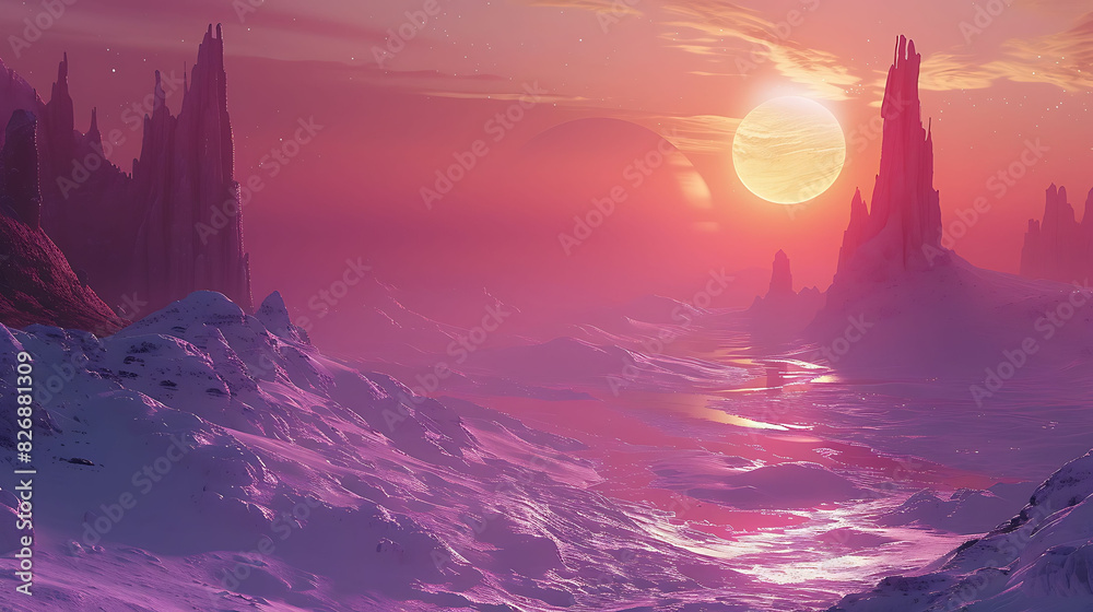 Prompt alien solar system with exotic planets and celestial objects ...