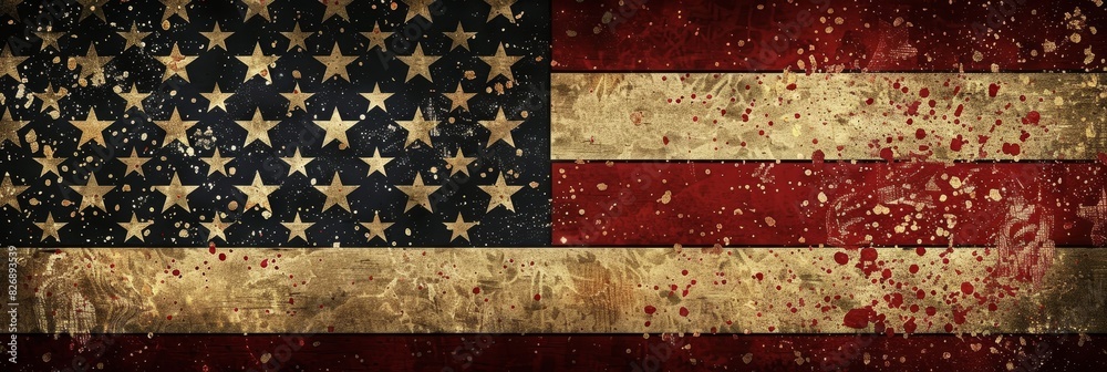 Vintage style splattered American flag - An artistic rendition of the ...