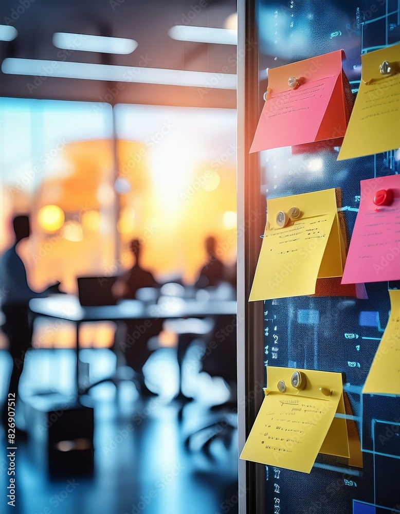 Business Brainstorming: Smart Board with Digital Post-Its Stock ...