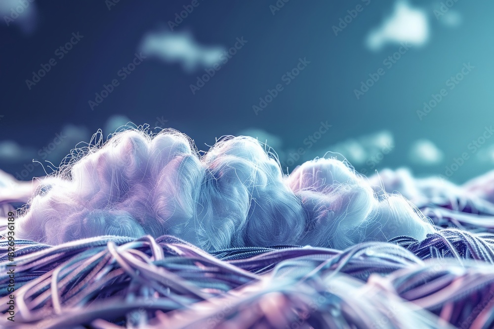 Cotton fibers under the microscope their fluffy clouds entwining to ...