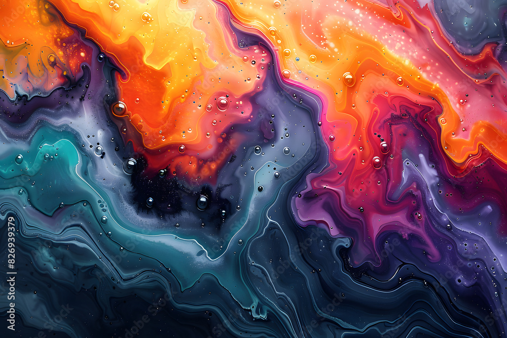 Colorful Background with abstract liquid paint textures in bold colors ...