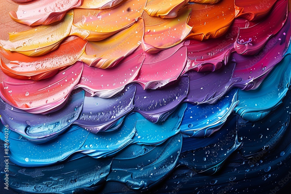 Using acrylic paints, apply layers of color with deliberate ...