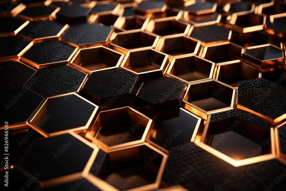 Black abstract futuristic digital geometric technology hexagon ...