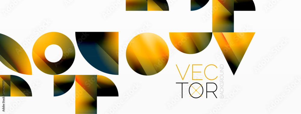 Assorted geometric shapes unite in a minimalistic abstract backdrop ...