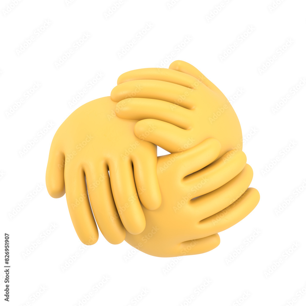 Transparent Backgrounds Mock-up.Three human join hands together ...