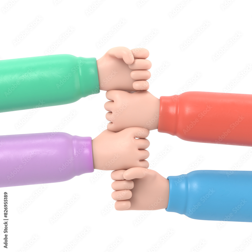 Transparent Backgrounds Mock-up.Three human join hands together ...