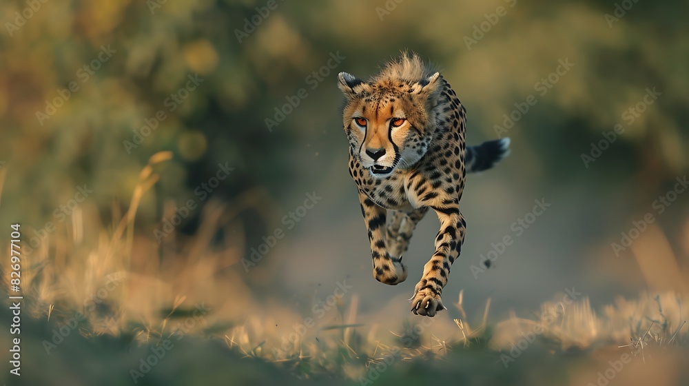 Capture the moment a cheetah begins its sprint, muscles tensed and eyes ...