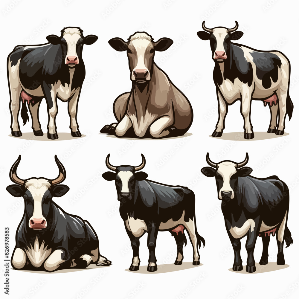 cartoon indian cow or cattle standing animal sign Stock Vector | Adobe ...