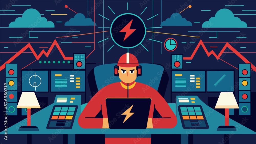 Surrounded by flickering screens and flashing lights the operators ...