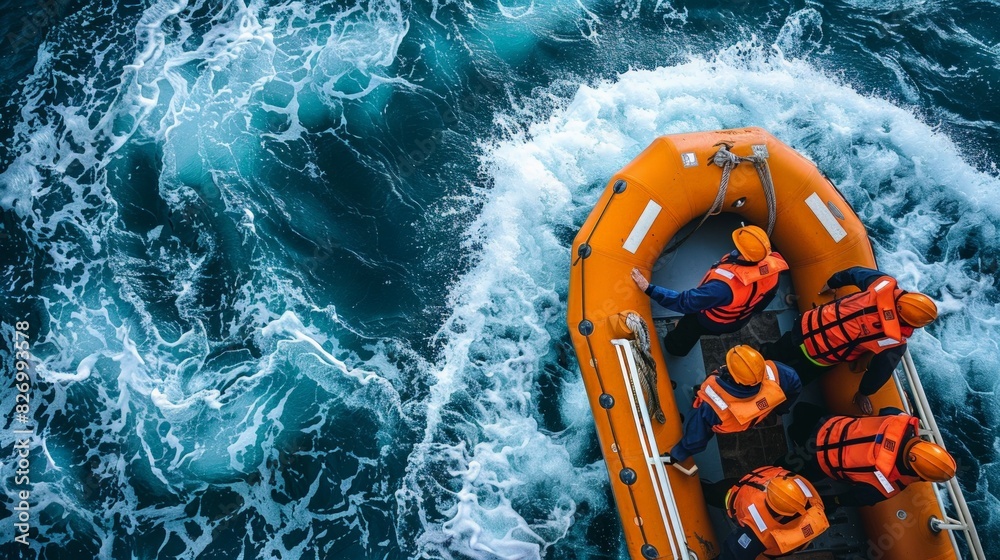 Maritime Safety and Training: Depict a maritime safety training session ...