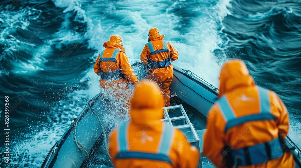 Maritime Safety and Training: Depict a maritime safety training session ...