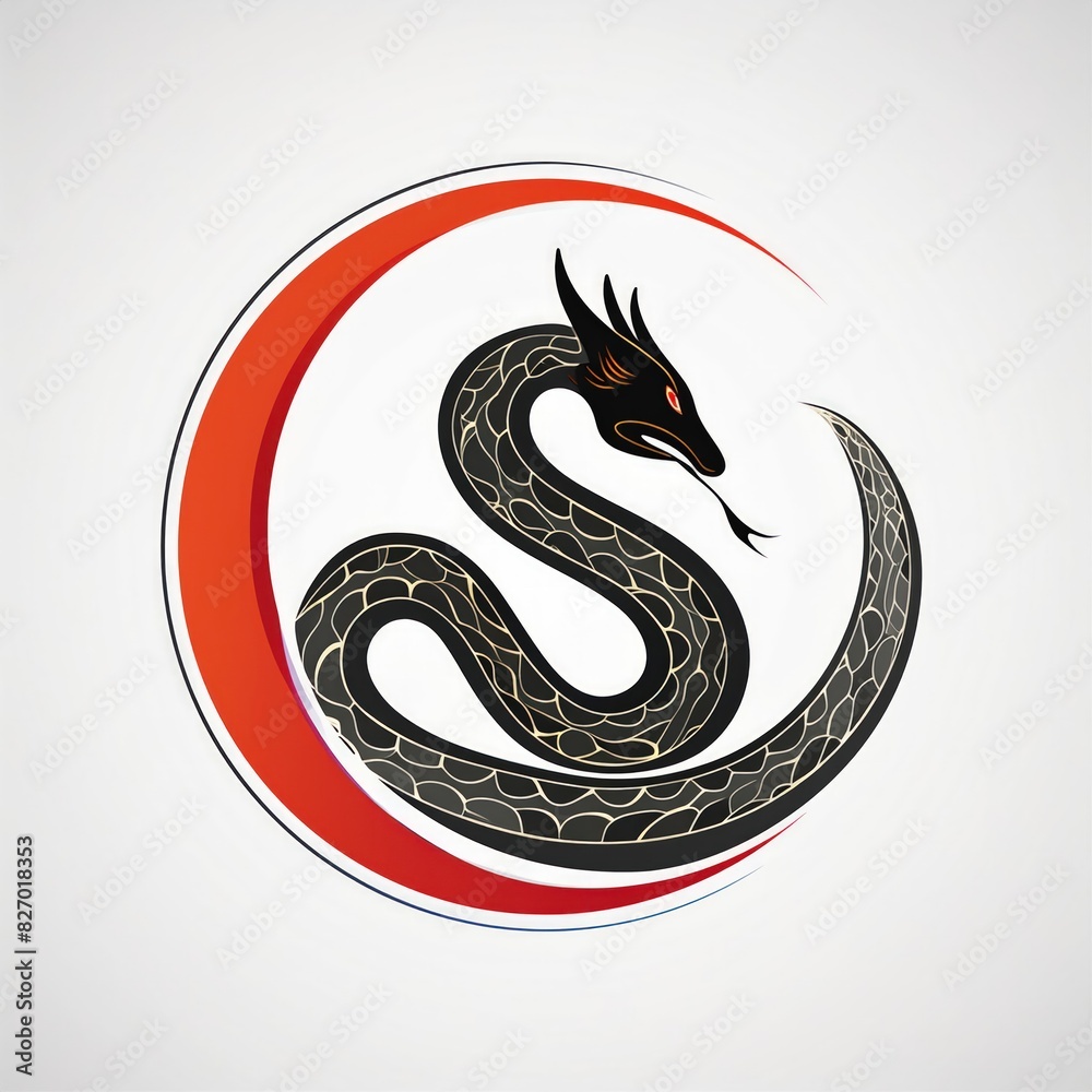 snake icon or snake logo. logo iconic snake chinese, circel logo snake ...