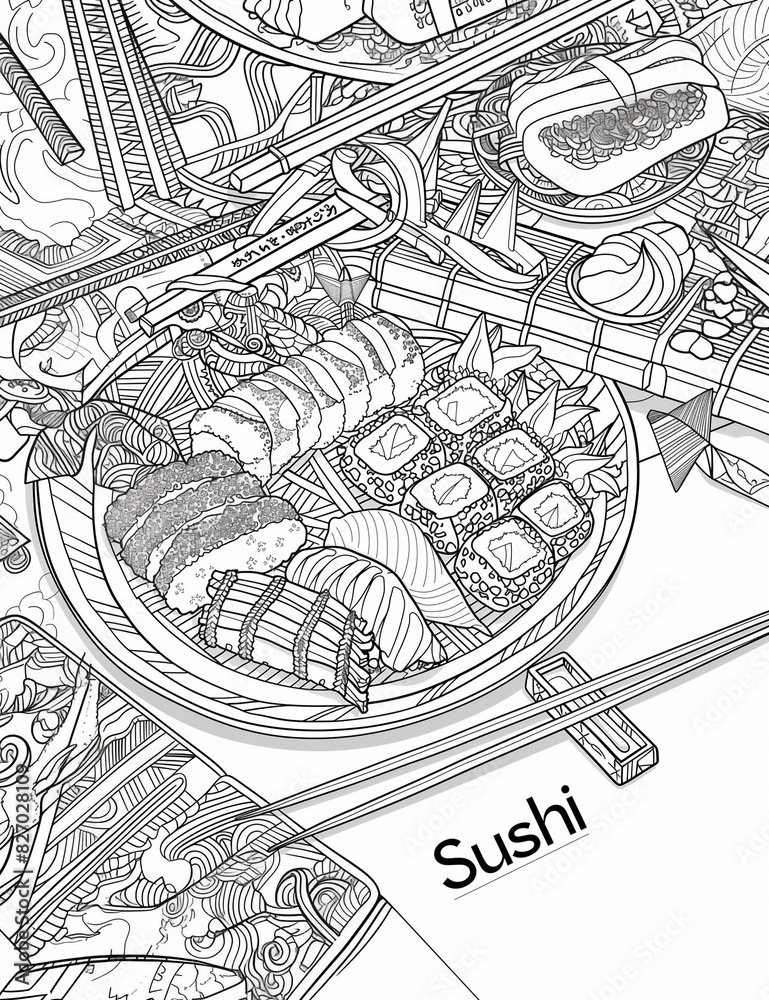 Gourmet Sushi Art: Complex and Creative Coloring Pages - Relaxing ...