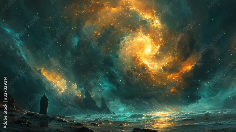 Cartoon art from Genesis contributes to the creation of the heavens and ...