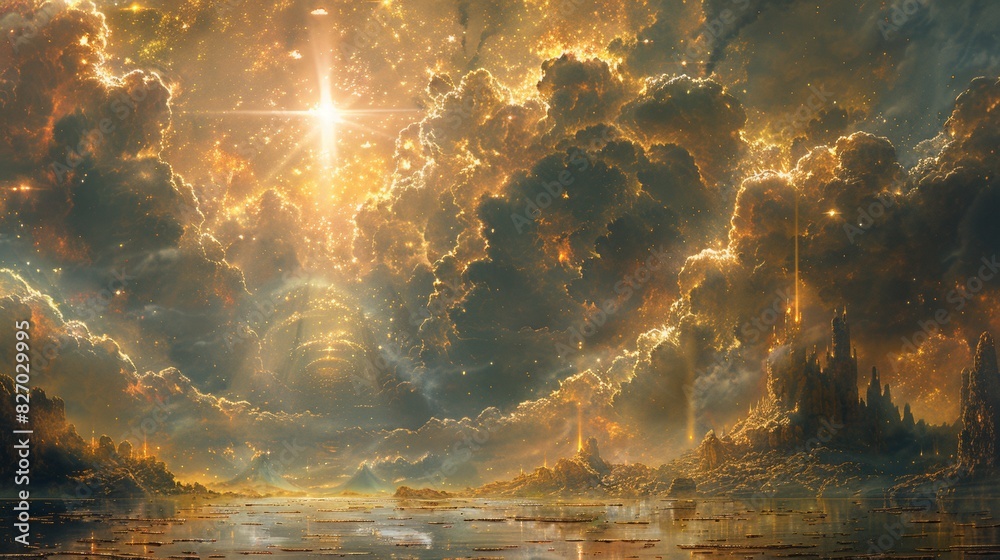 Cartoon art from Genesis contributes to the creation of the heavens and ...