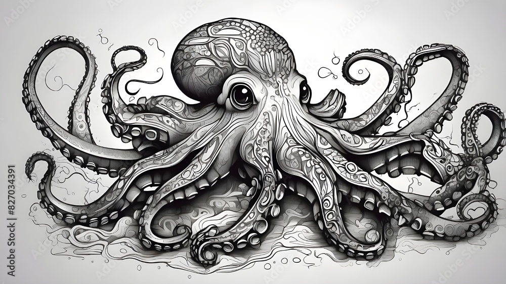 hand drawn sketch of a octopus Stock Illustration | Adobe Stock