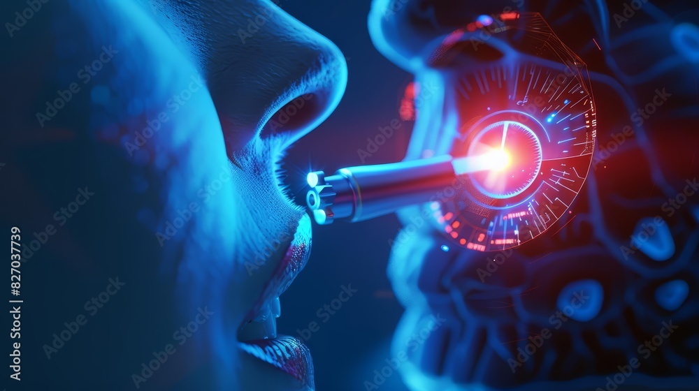 The otolaryngologist examined the patients vocal cords using an ...