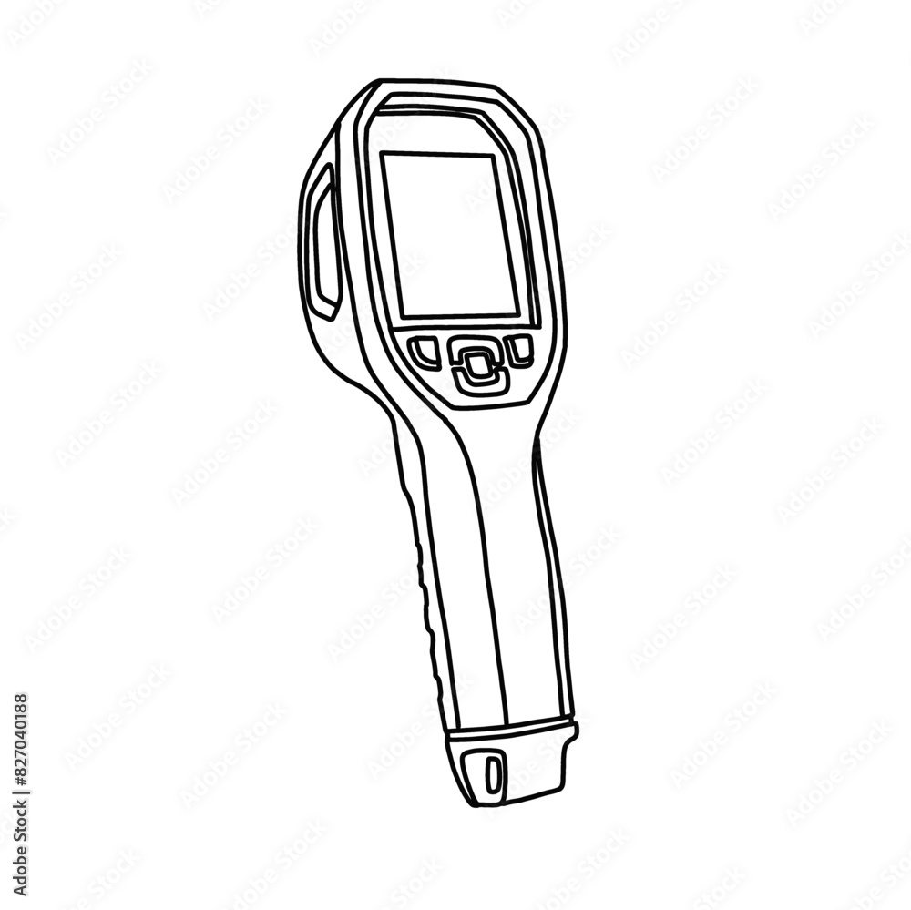Vector illustration Thermal imaging camera hand drawn sketch Fireman ...