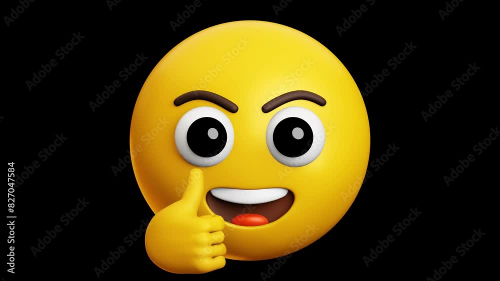 Thumb up, approve face emoji, 3d emoticon animation, Alpha channel ...