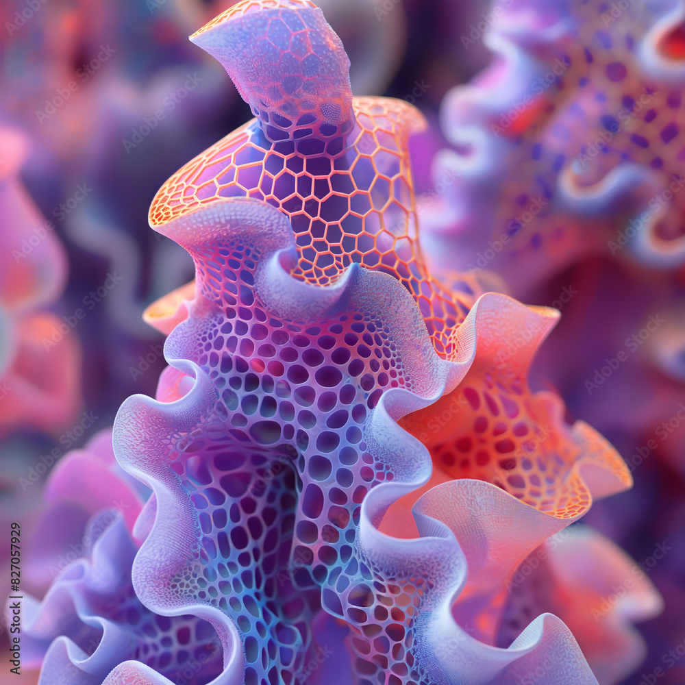 An intricate sculpture created by a 3D printer in an artist's studio. A ...