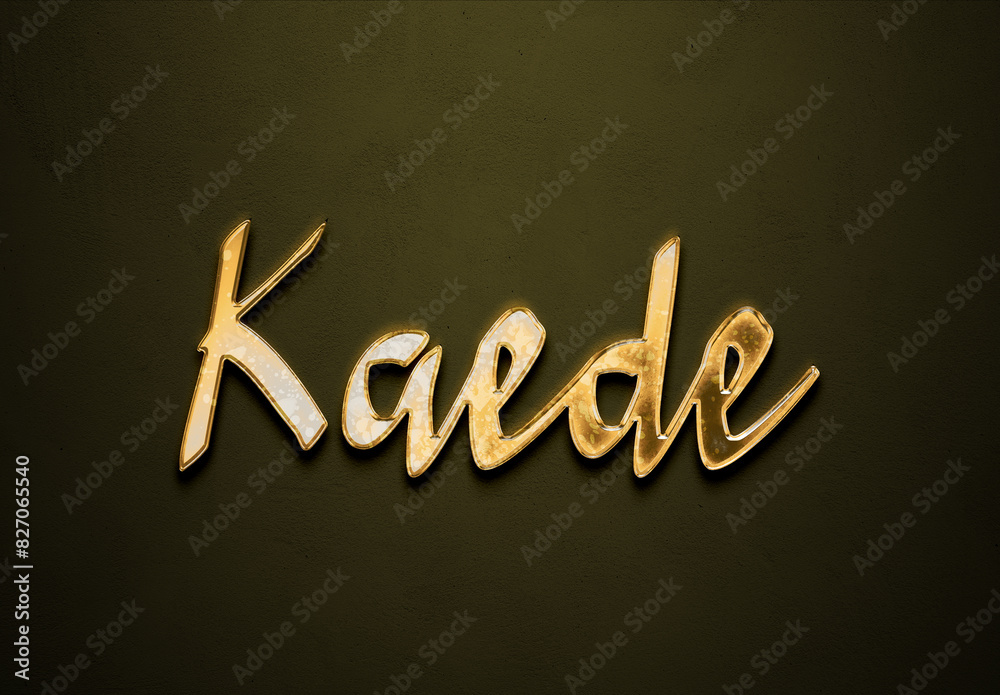 Old gold text effect of Japanese name Kaede with 3D glossy style Mockup ...