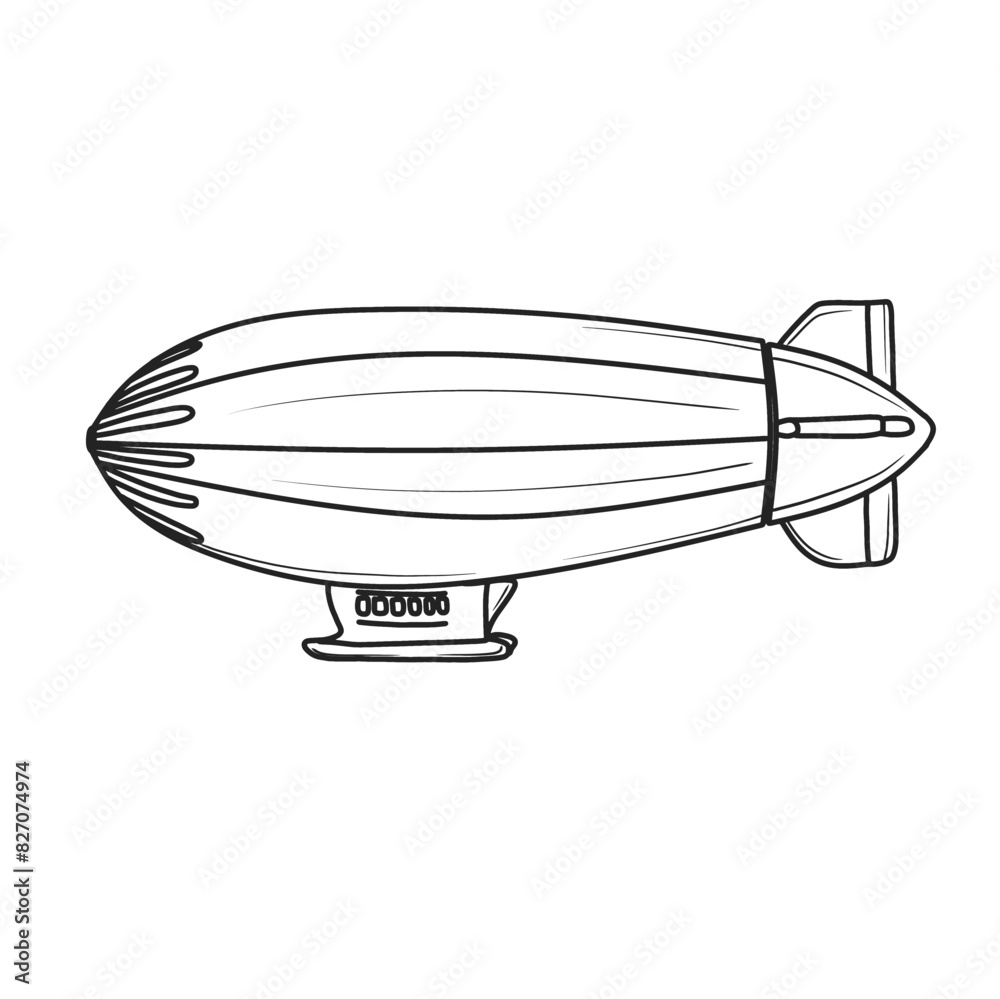 Vector illustration of Blimps vintage airship zeppelin hand drawn ...