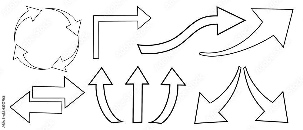 Set of Arrow marker isolated on transparent background. Hand drawn ...