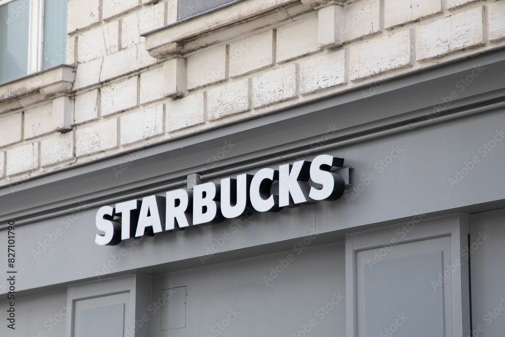 Starbucks coffee text logo and brand sign store American cafe company ...