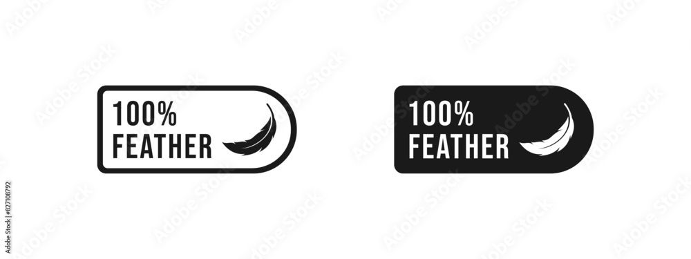 100% feather label or 100% feather sign vector isolated. Best 100% ...