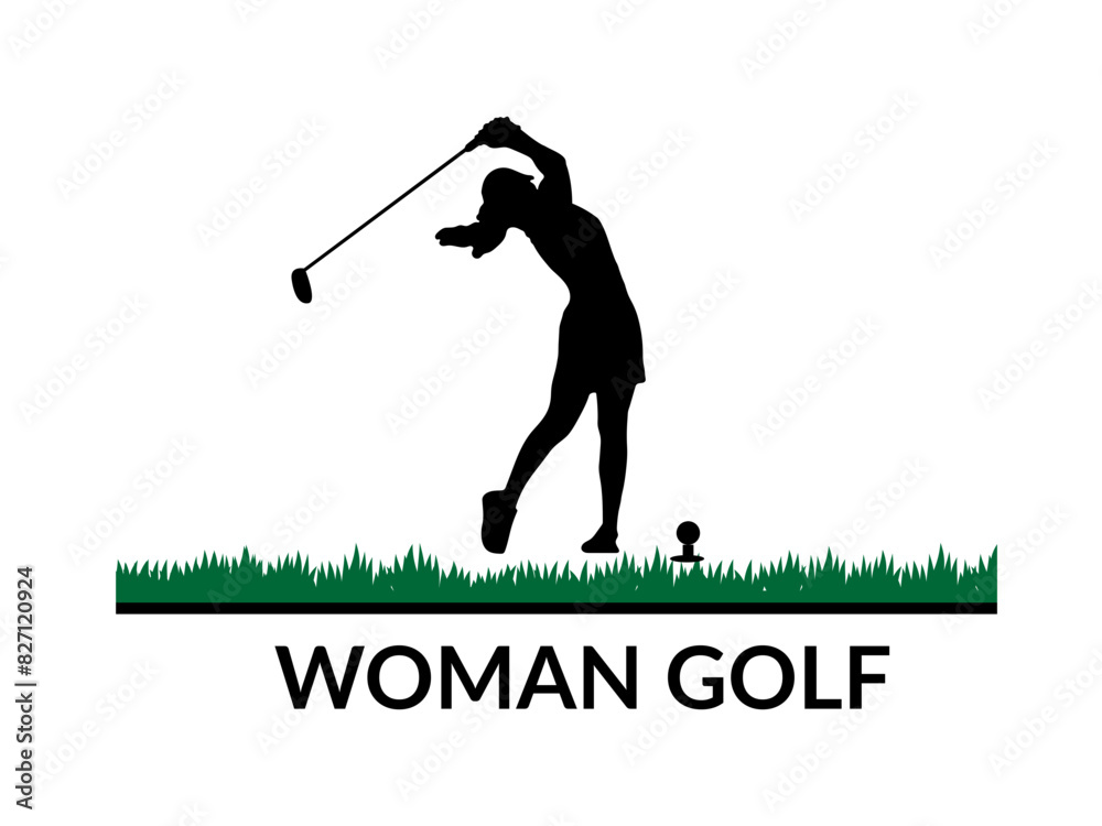 Golf girl silhouettes. Female golfer sport silhouette. Good use for ...