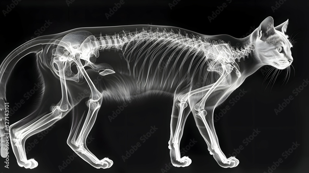 X-ray, radiograph of a cat body Stock Illustration | Adobe Stock