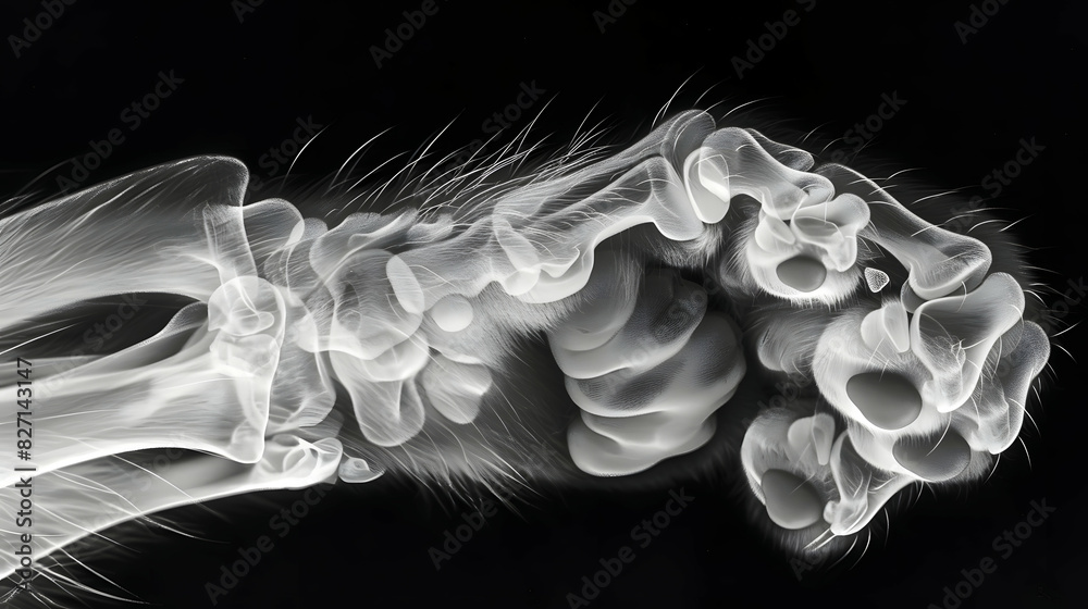 X-ray, radiograph of a paw of a cat ilustração do Stock | Adobe Stock
