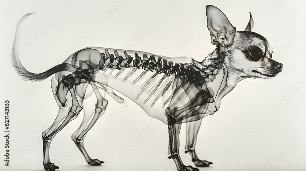 X-ray, radiograph of a chihuahua dog body Stock Illustration | Adobe Stock
